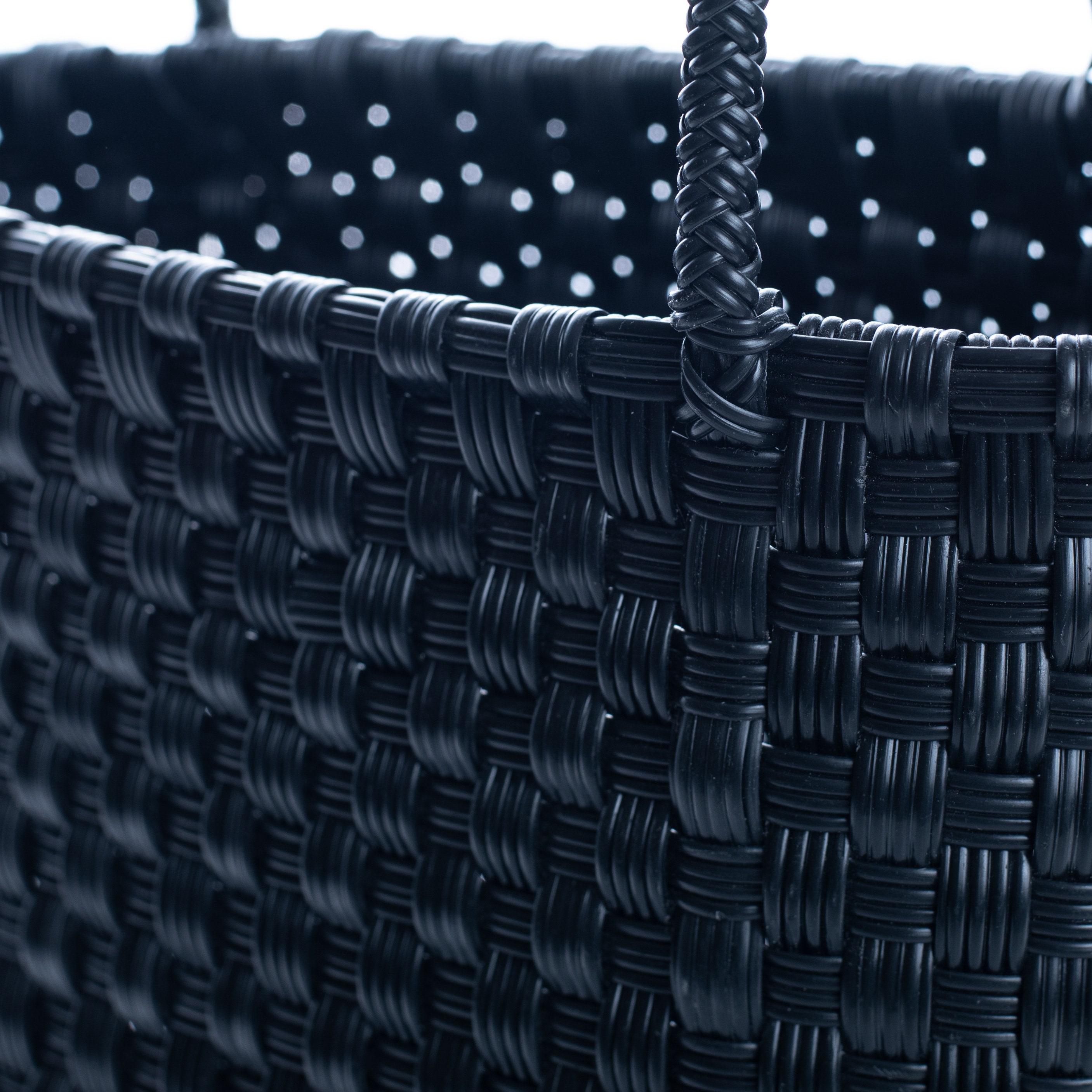 Black Tote Plastic Bag, Handwoven Recycled Plastic Bag, Handmade Woven ...