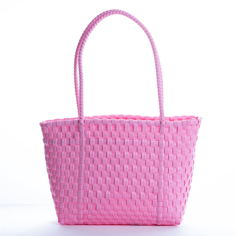 Light Pink Tote Fairtrade Plastic Bag, Handwoven Recycled Plastic Bag ...