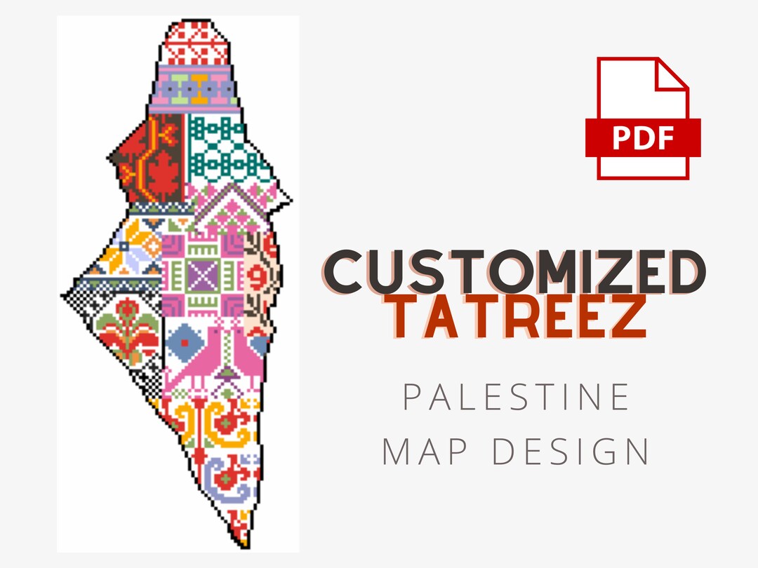 Customized Tatreez Palestine Map Pattern - Etsy 日本