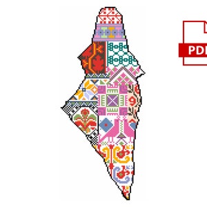 Tatreez Embroidery Pattern Palestine Map Collage - Etsy