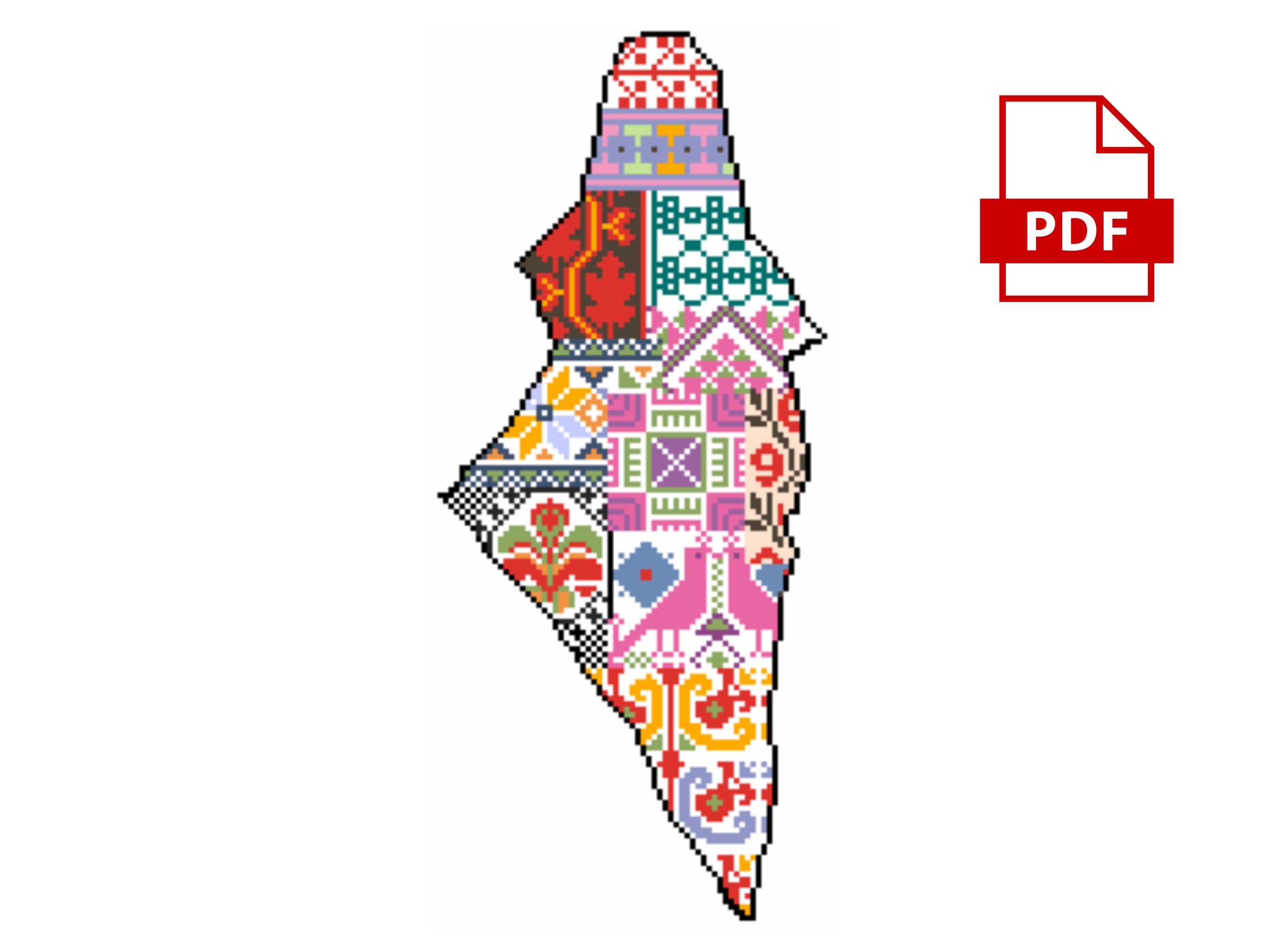 Tatreez Embroidery Pattern Palestine Map Collage - Etsy