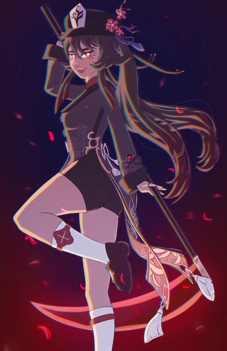 Hu Tao Scythe Genshin Impact Poster Print 11x17 - Etsy