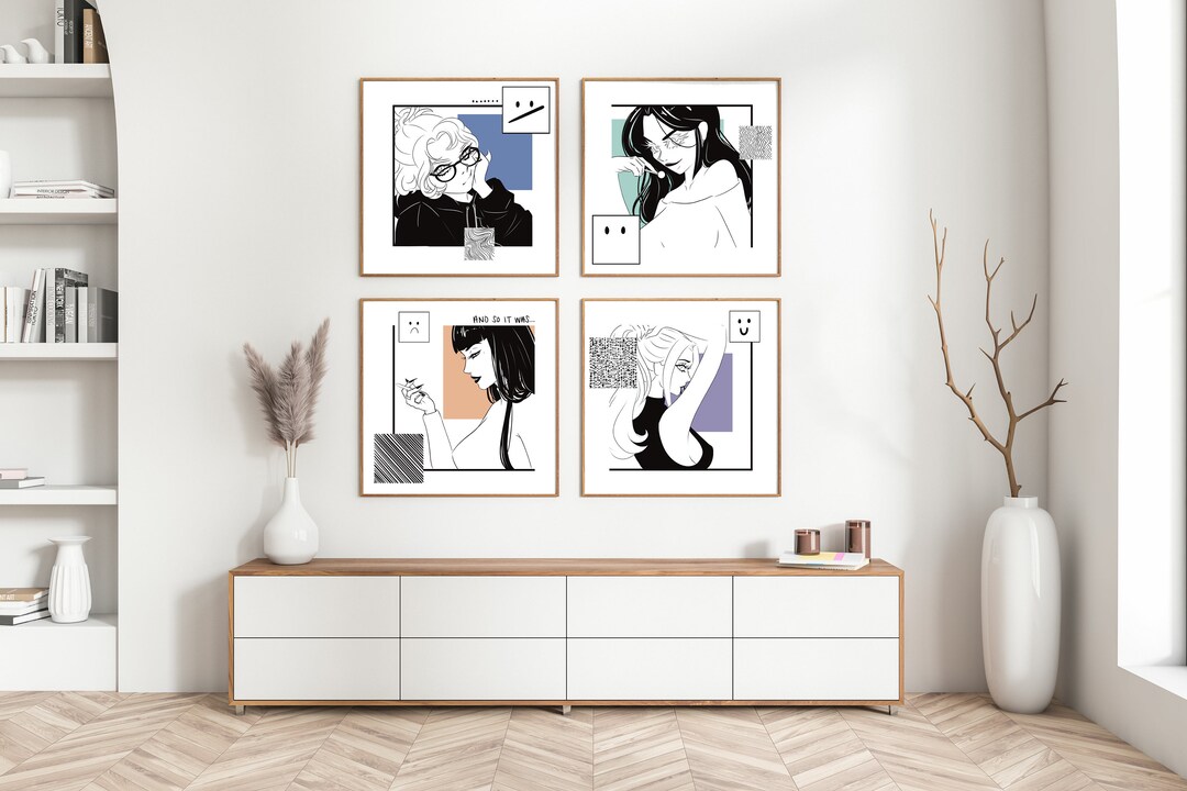 Keyyahnuh Sadgirlz Series - Anime Girl Colorblock Art Canvas Print - Etsy