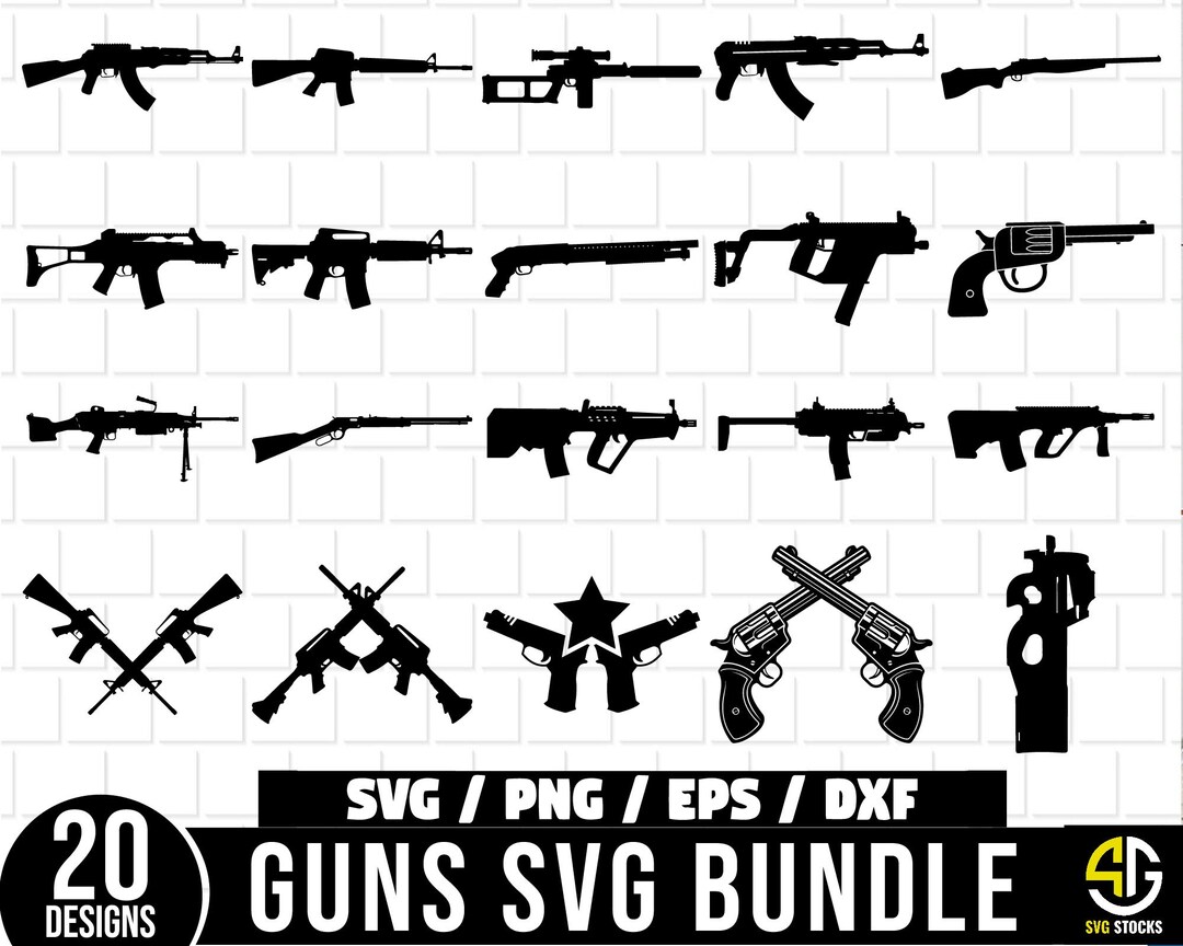 Guns Svg Bundle, Weapon Svg, Pistol Svg, Military Weapon Svg, Gun ...