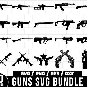 Guns Svg Bundle, Weapon Svg, Pistol Svg, Military Weapon Svg, Gun ...
