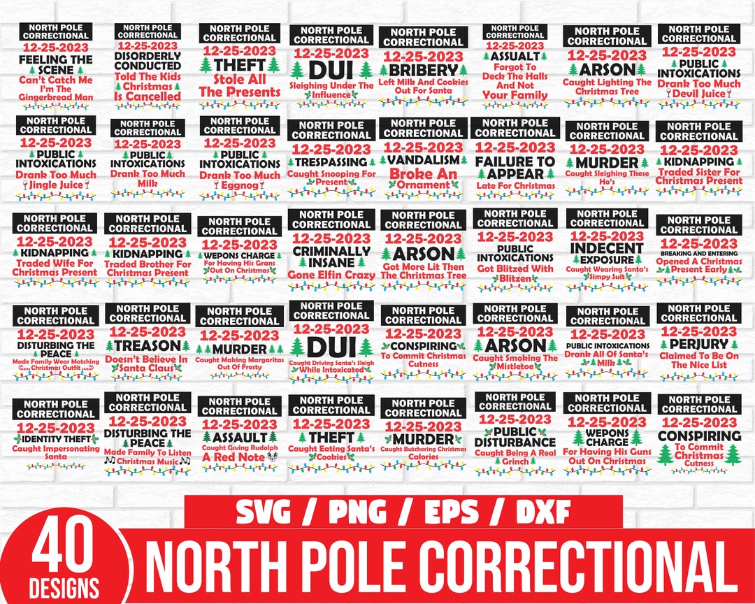 North Pole Correctional Svg Bundle Custom Matching Family - Etsy Canada