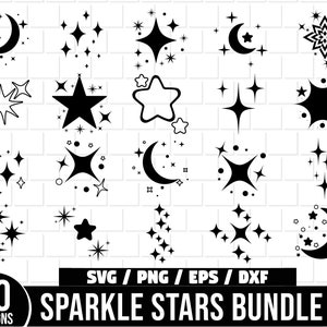Sparkle Stars Svg Bundle, Star Cut File, Stars Vector, Sky Svg, Celestial Night Sky Svg, Sparkle ...