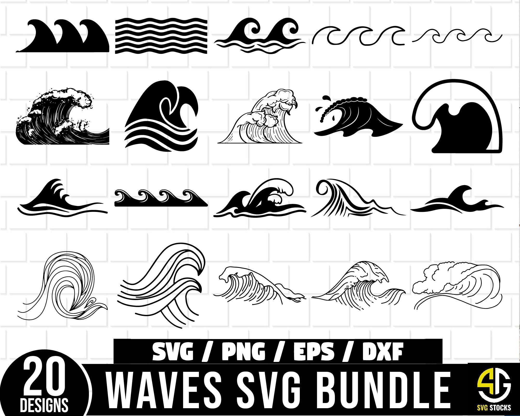 Wave Svg Bundle, WAVE SVG, Wave Svg Cut Files for Cricut, Wave Clipart ...