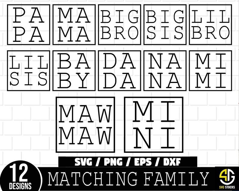 Matching Family Names in Square Frame SVG Bundle, Family Shirt SVG ...