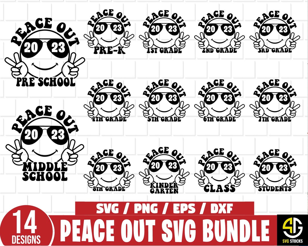 Peace Out School Svg Bundle, Retro Peace Out Svg, Summer Break Svg ...