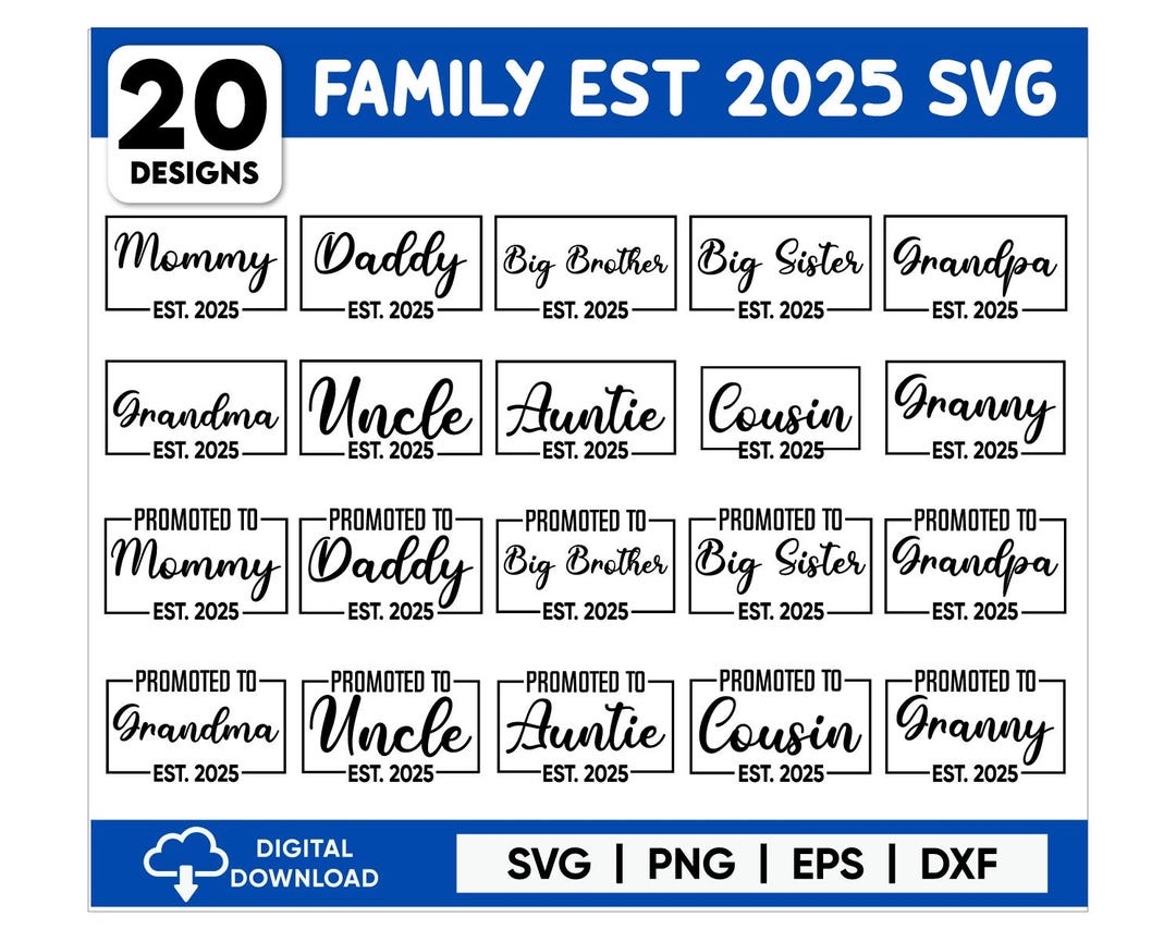 Family Est 2025 Svg Bundle, Est. 2025 Svg, Family Birth Announcement ...