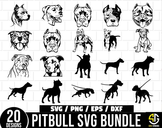 American Bully Svg, Pitbull Svg, Pitbull Clipart, Pitbull Silhouette ...