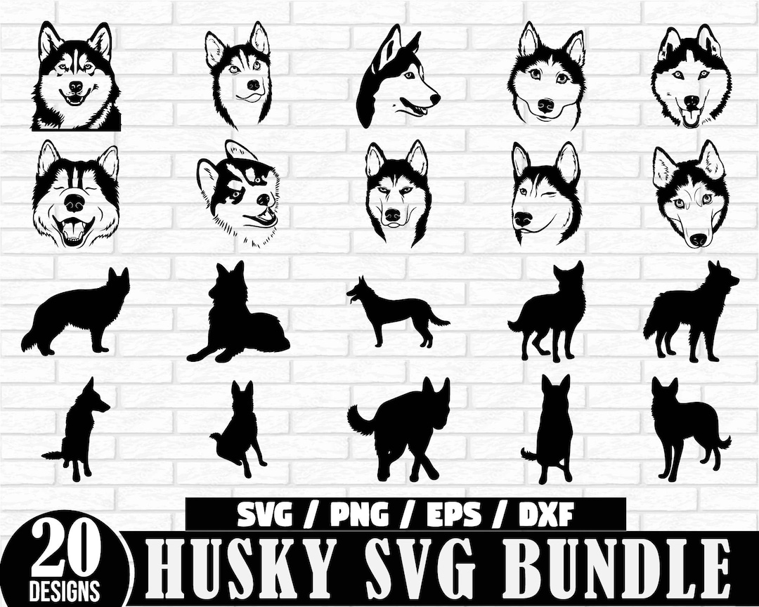 Husky Svg Bundle, Husky Svg, Siberian Husky Svg, Husky Silhouette, Sled ...