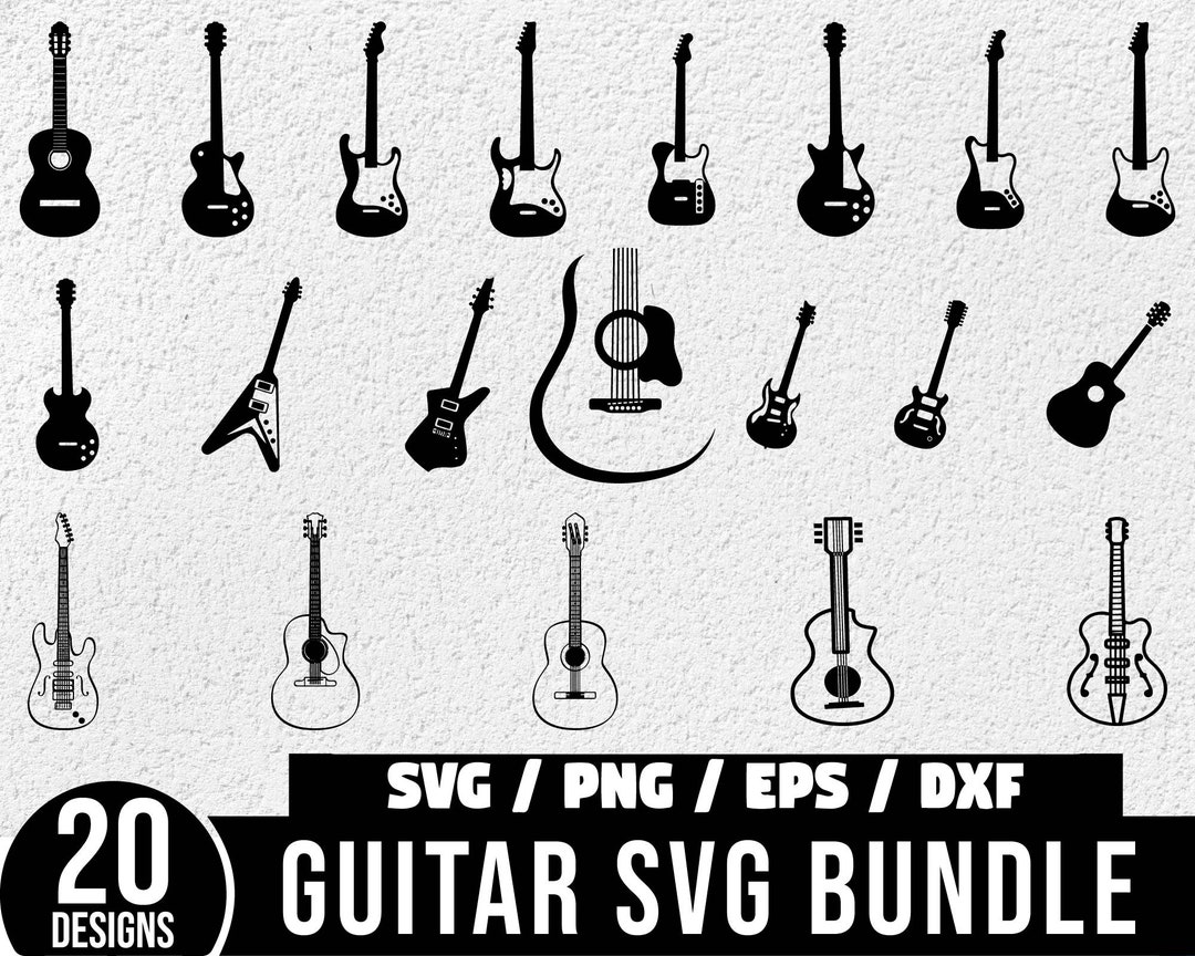 Guitar SVG Bundle, Guitar Clipart, Music Svg, Guitar Silhouette, Guitar ...