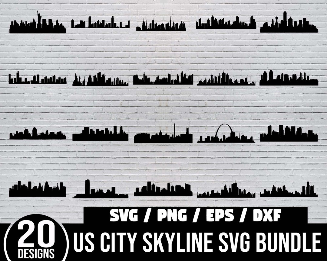 US City Skyline Svg Bundle, City Silhouette, Skyline Svg, City Scape ...