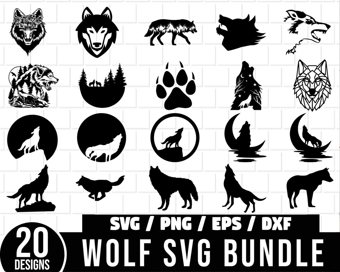 Wolf Svg Bundle, Howling Wolf Svg, Wolves Svg, Wolf Cut Vector, Forest ...