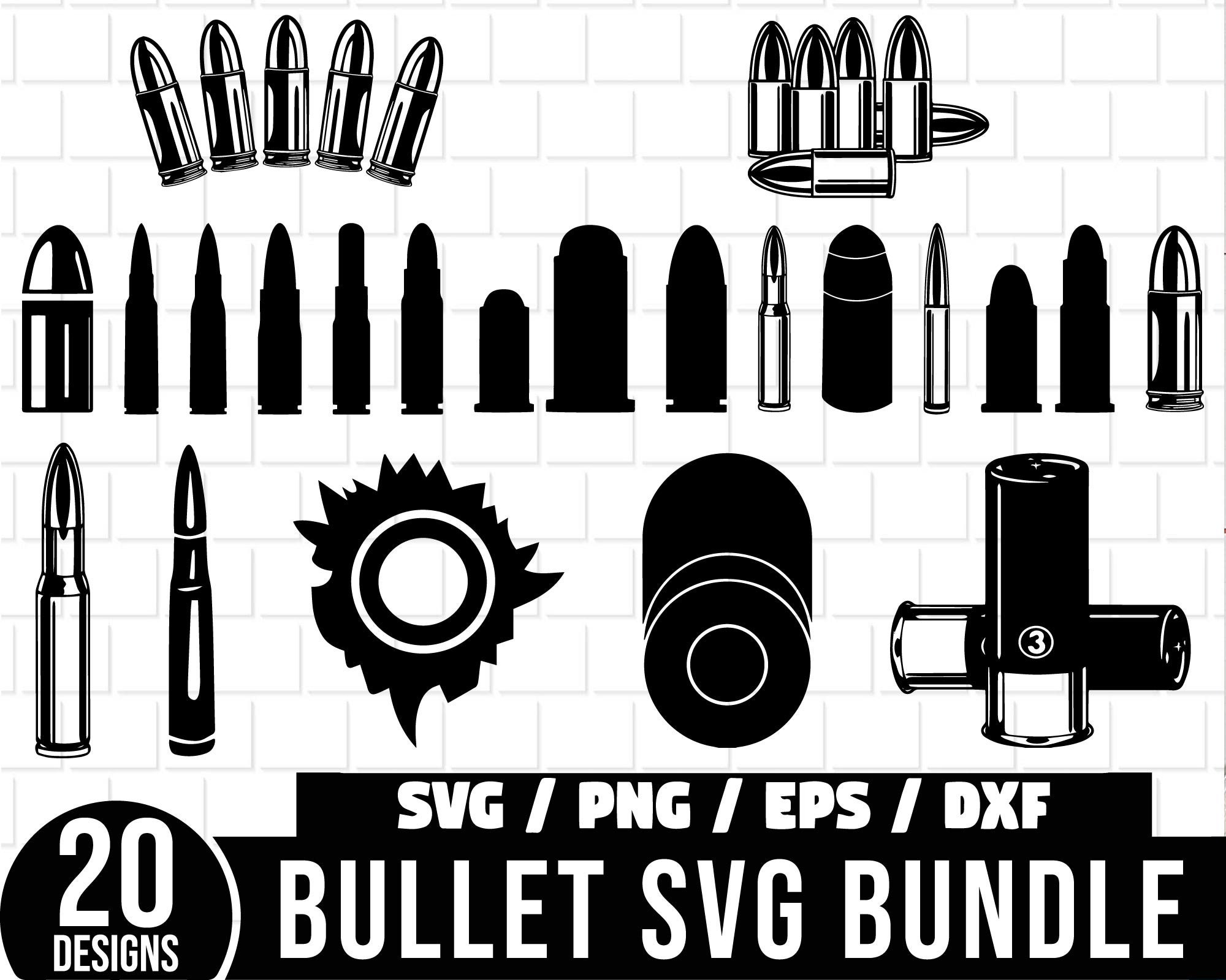 Bullets Svg Bundle, Bullet Svg, Ammo Svg, Bullet Clipart, Bullet ...