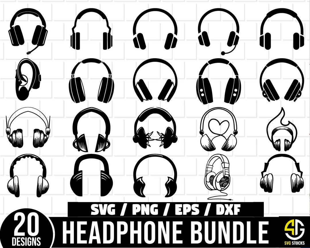 Headphone SVG Bundle, Headphone Silhouette, Modern Audio Headset Svg ...