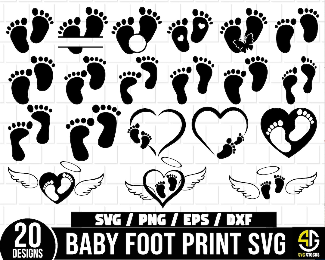 Baby Footprint SVG Bundle, Baby Feetprint Svg, Baby Print Svg, Baby ...
