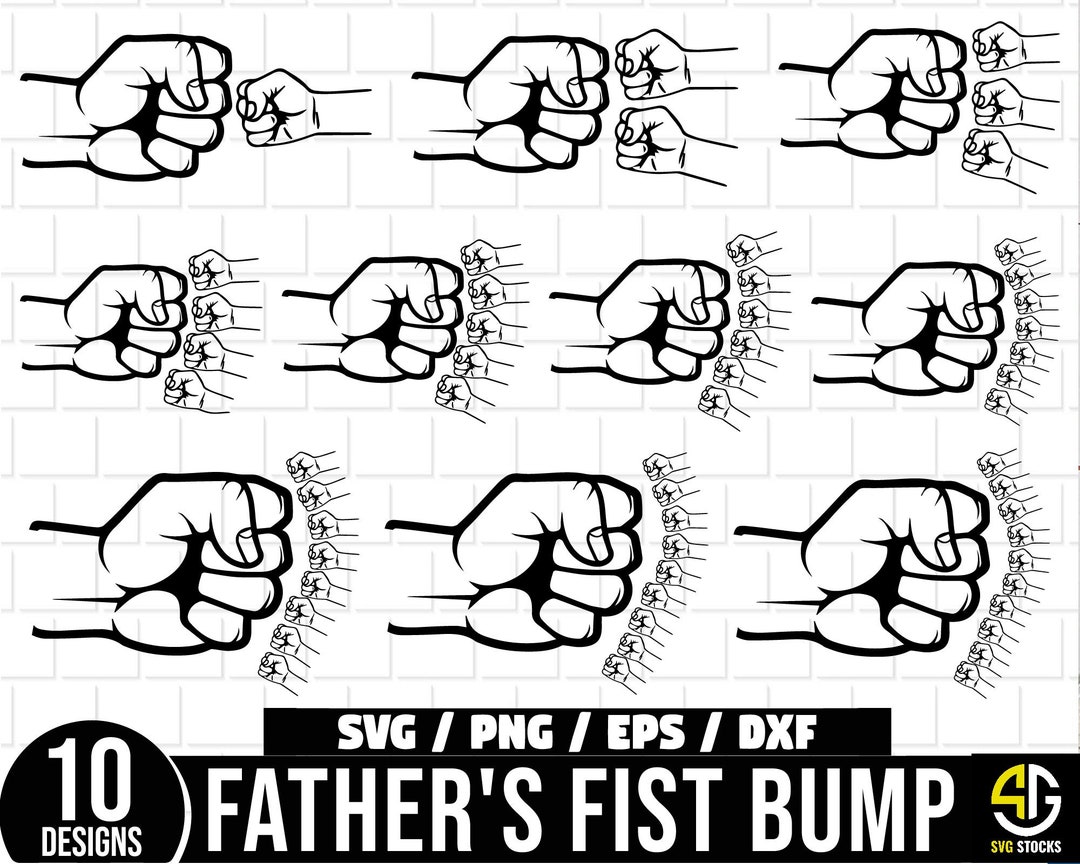 Personalized Father's Fist Bump Svg Bundle, Family SVG, Baby Toddler Kid, Dad Fist Bump SVG ...