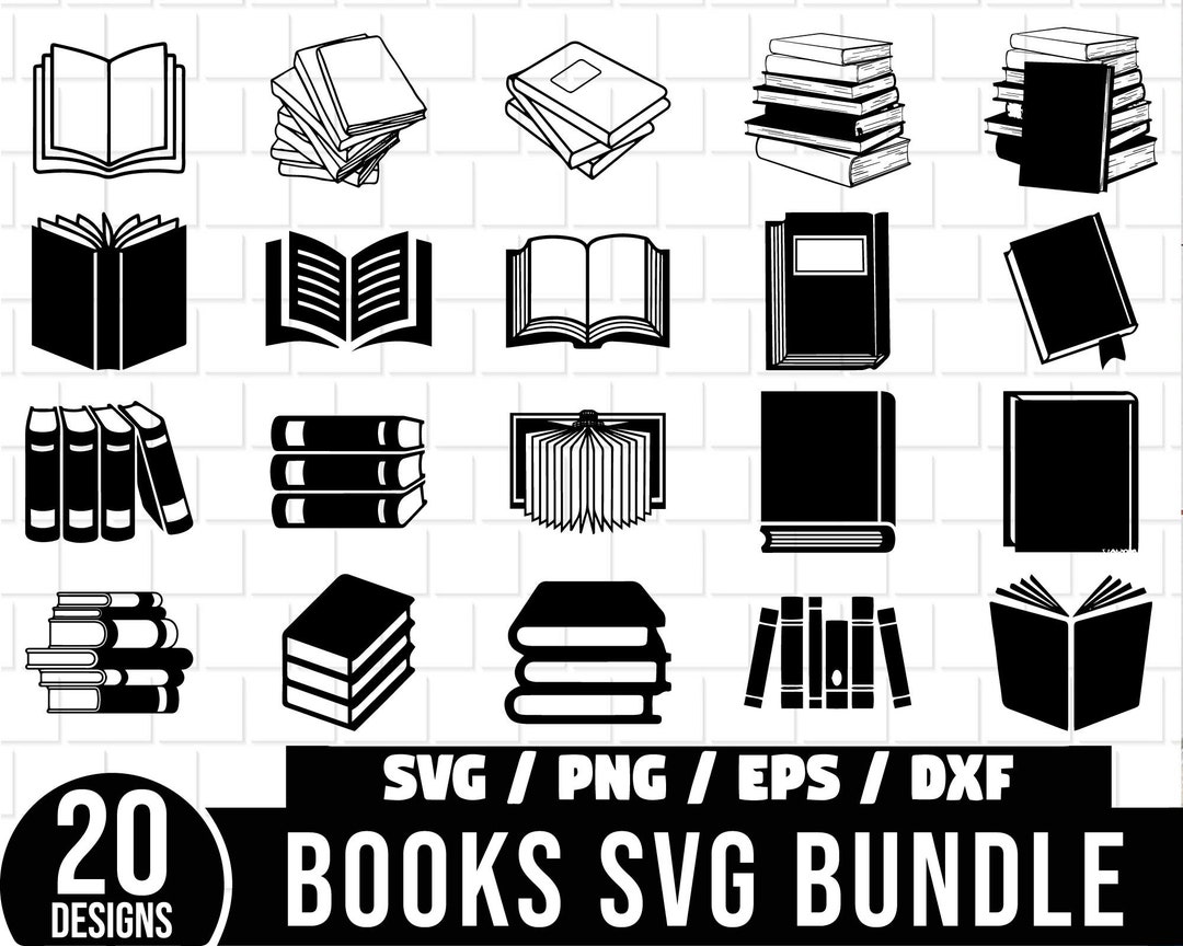 Books SVG Bundle, Books SVG, Books Silhouette, Reading SVG Bundle ...