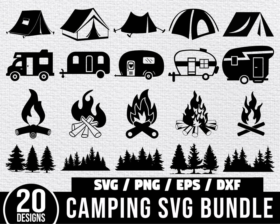 Camping Svg Bundle Summer Svg Campfire Svg Camping Clipart Camping