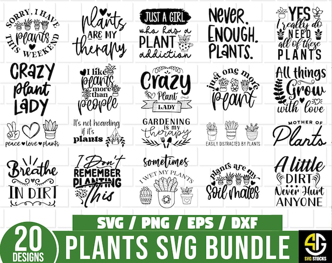 Plant Svg Bundle, Plant Lover SVG Bundle, Plant Svg, Plant Quotes Svg ...