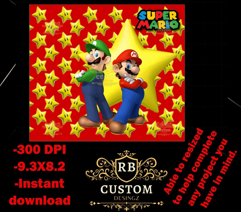 Super Mario And Luigi Design 20 Oz Tumbler Straight Etsy