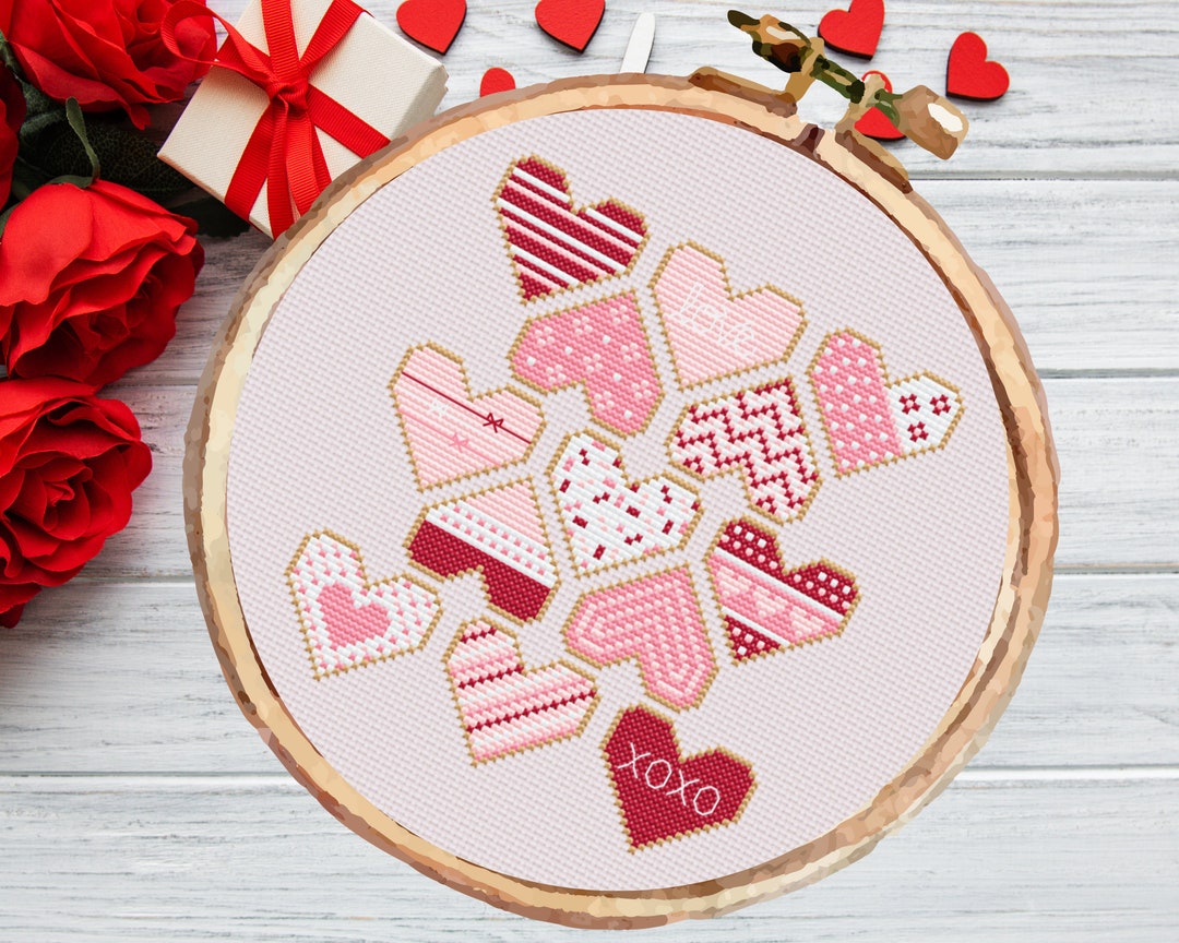 Valentine's Day Cross Stitch Pattern PDF | Modern Cross Stitch ...