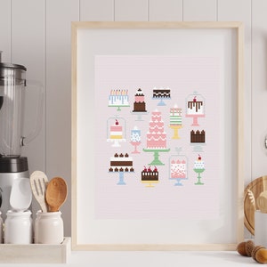 Cake Cross Stitch Pattern PDF | Baking Cross Stitch Chart, Modern Cross ...