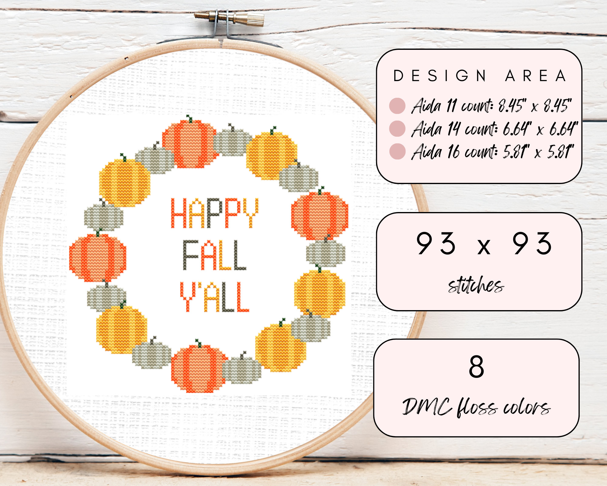 Fall Cross Stitch Pattern PDF Pumpkin Cross Stitch Chart, Modern Cross ...
