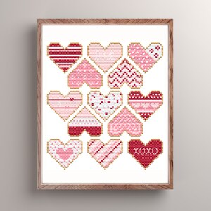 Valentine's Day Cross Stitch Pattern PDF | Modern Cross Stitch ...