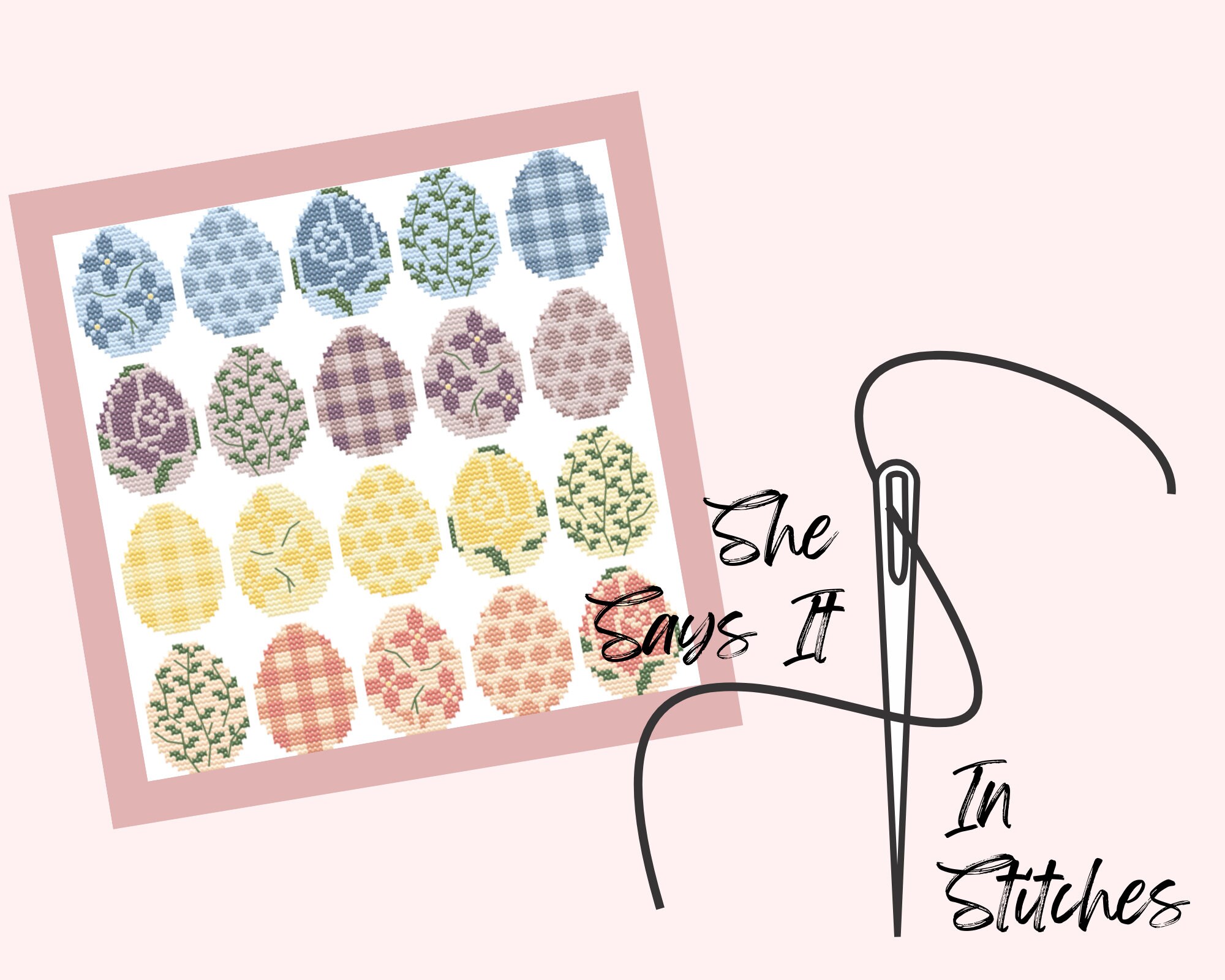 Easter Cross Stitch Pattern PDF | Easter Eggs Cross Stitch Chart ...