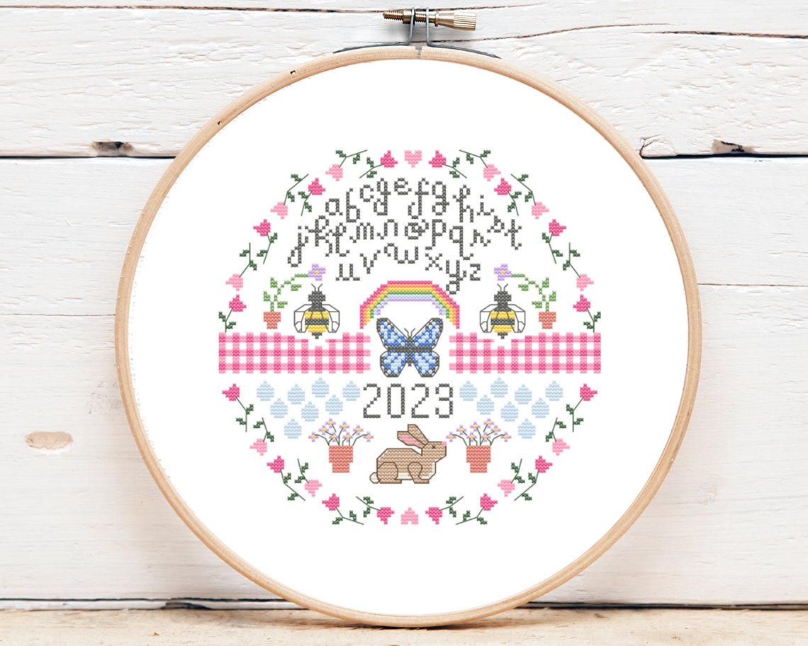 Cross Stitch Sampler Pattern PDF | Spring Cross Stitch Sampler Pattern ...