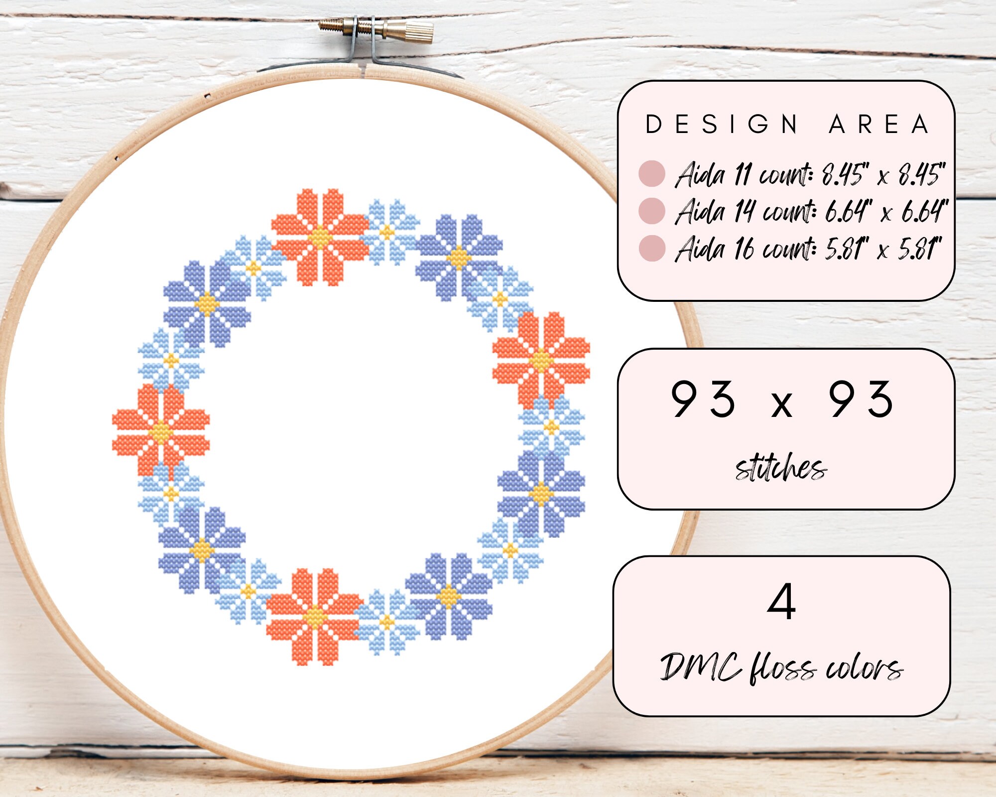 Cross Stitch Flower Border Pattern PDF Cross Stitch Border Pattern ...