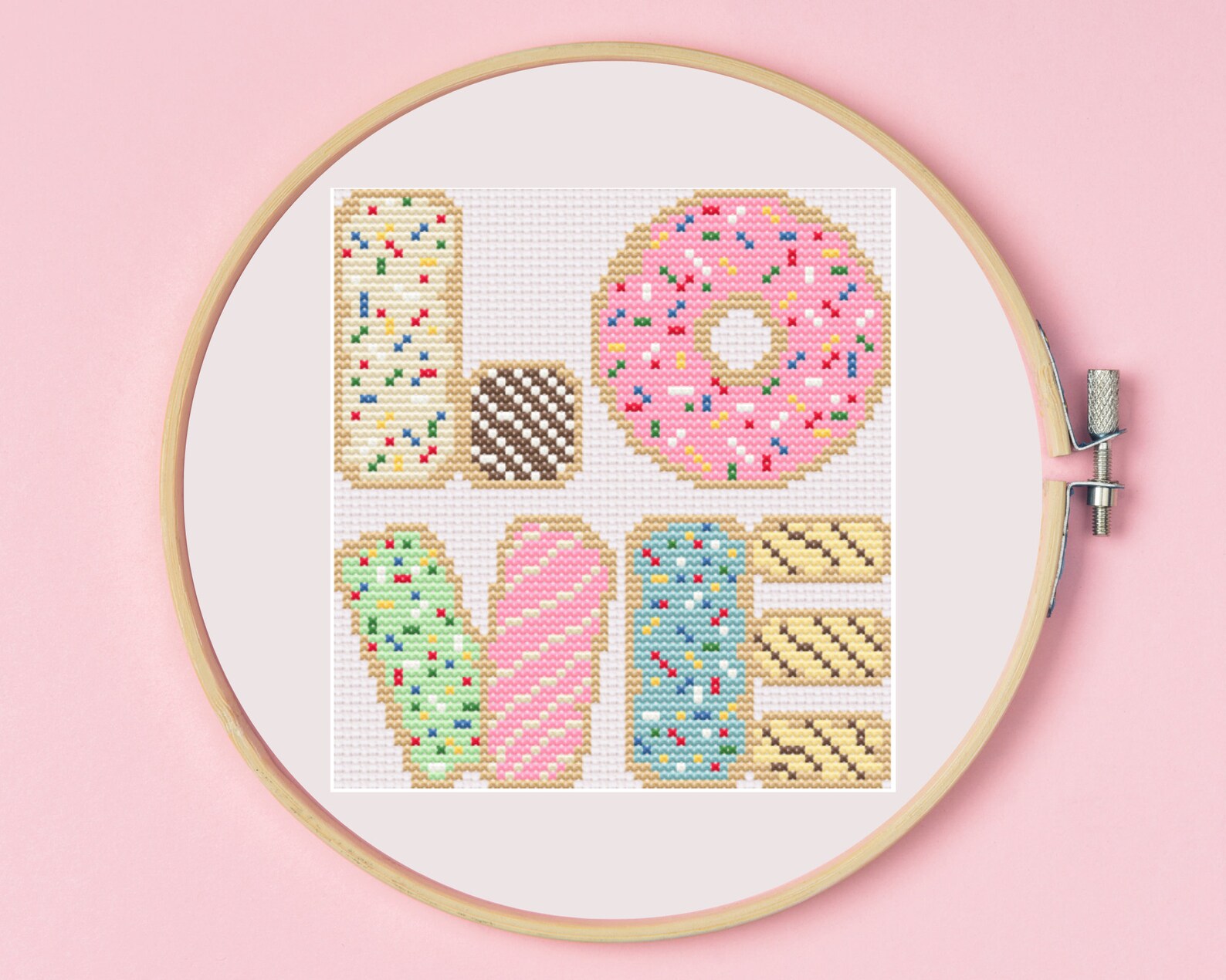 Donut Love Cross Stitch Pattern PDF Doughnut Cross Stitch Pattern ...