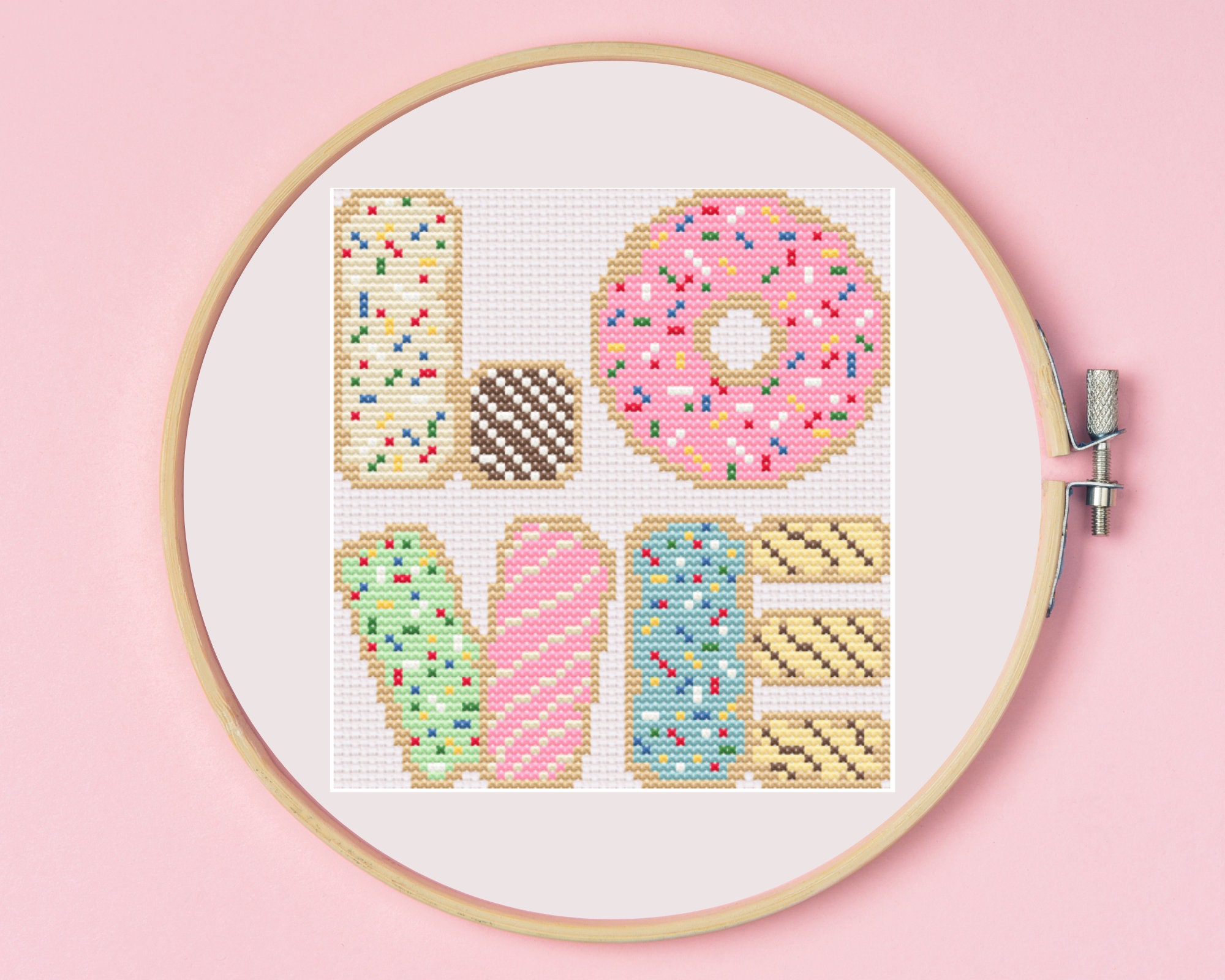 Donut Love Cross Stitch Pattern PDF | Doughnut Cross Stitch Pattern ...