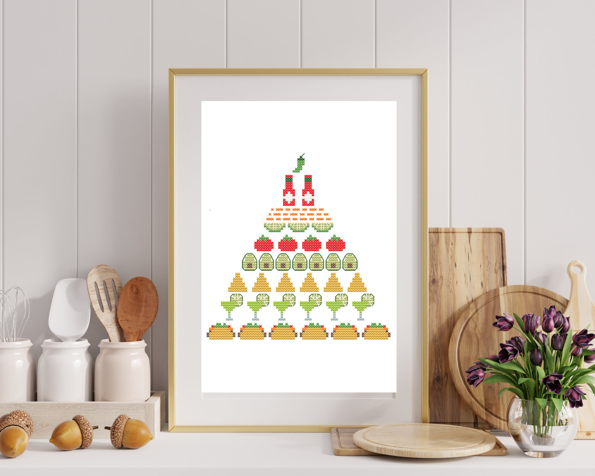 Taco Pyramid Cross Stitch Pattern PDF Cross Stitch Sampler Pattern ...