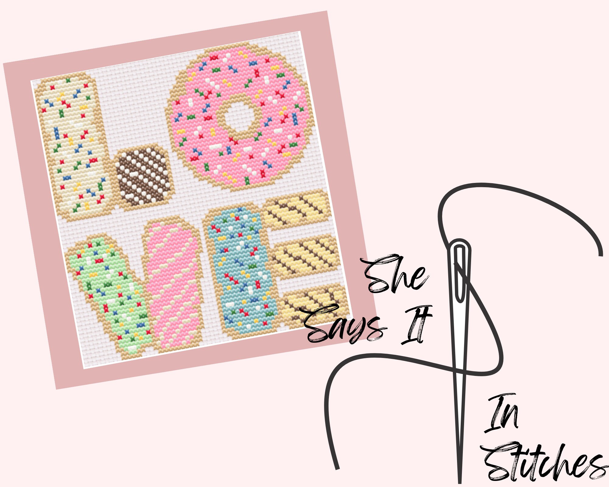 Donut Love Cross Stitch Pattern PDF Doughnut Cross Stitch Pattern ...