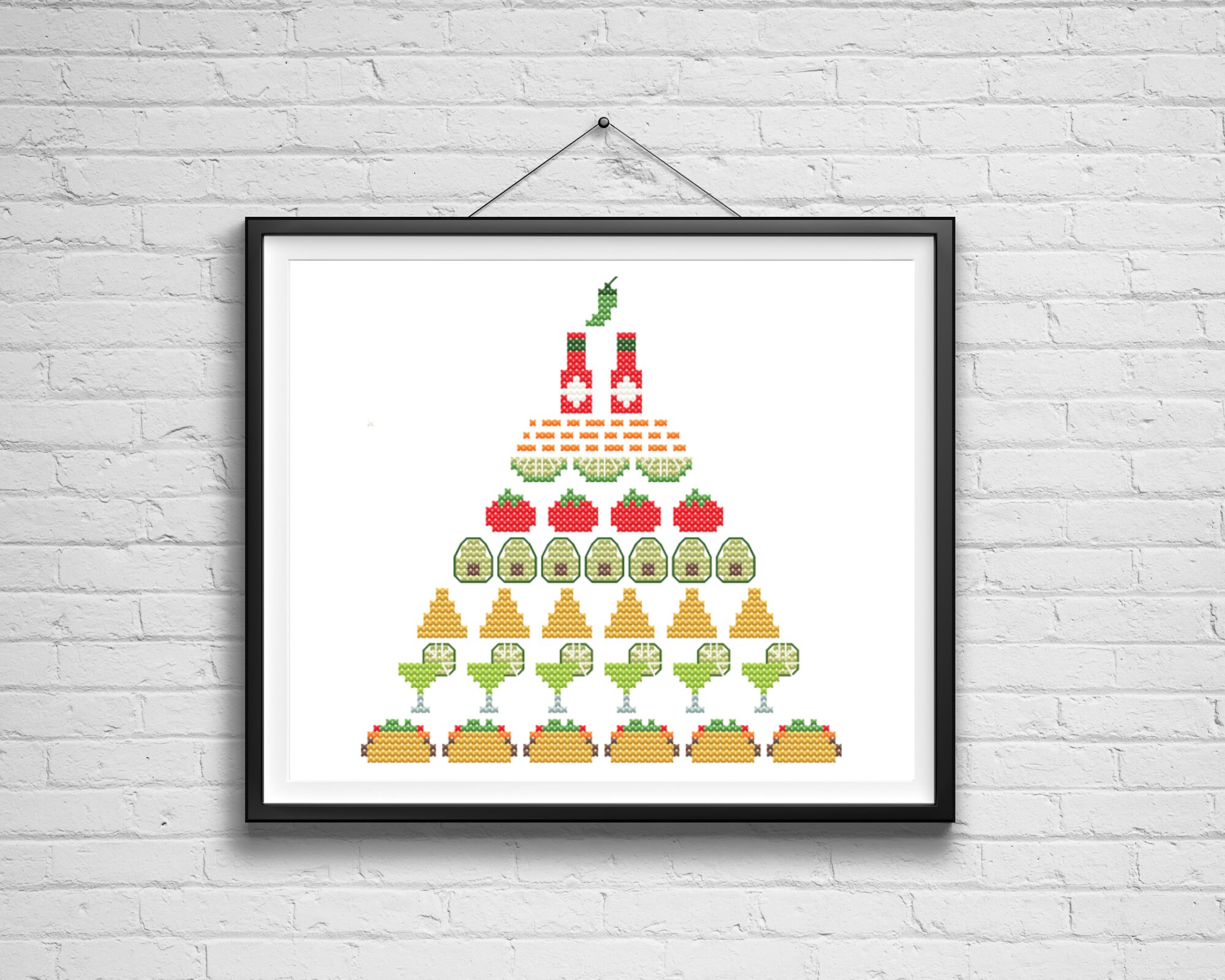 Taco Pyramid Cross Stitch Pattern PDF Cross Stitch Sampler Pattern ...