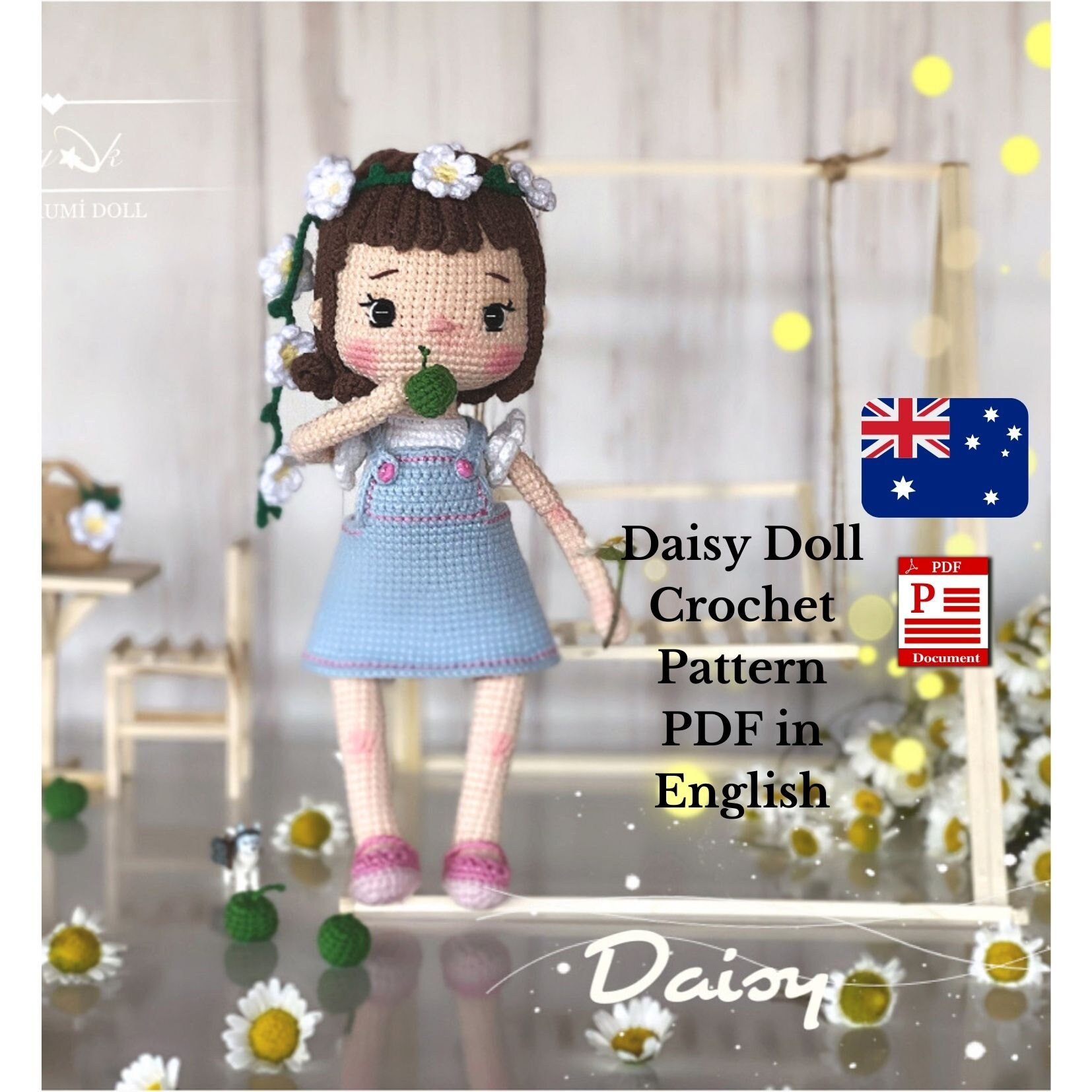 Crochet Daisy Doll Pattern, Amigurumi Doll, Daisy Flower Pattern ...