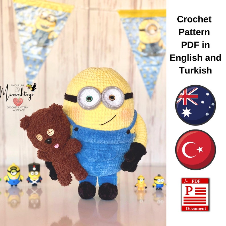 Crochet Minion Bob and Teddy Bear Pdf, Amigurumi Doll - Etsy