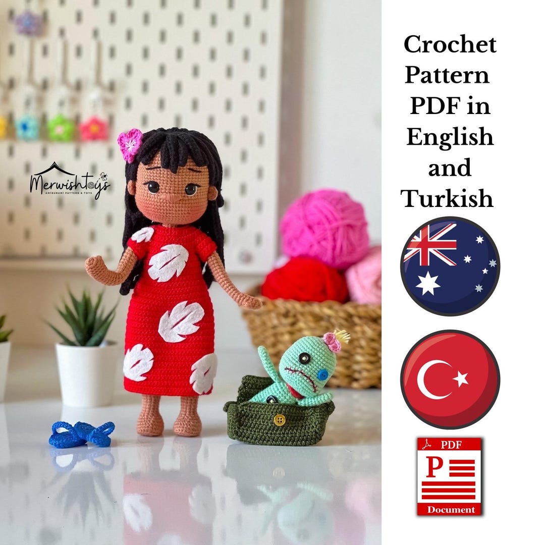 Crochet Lilo Doll Pattern: Amigurumi Tutorial (PDF Download, English ...