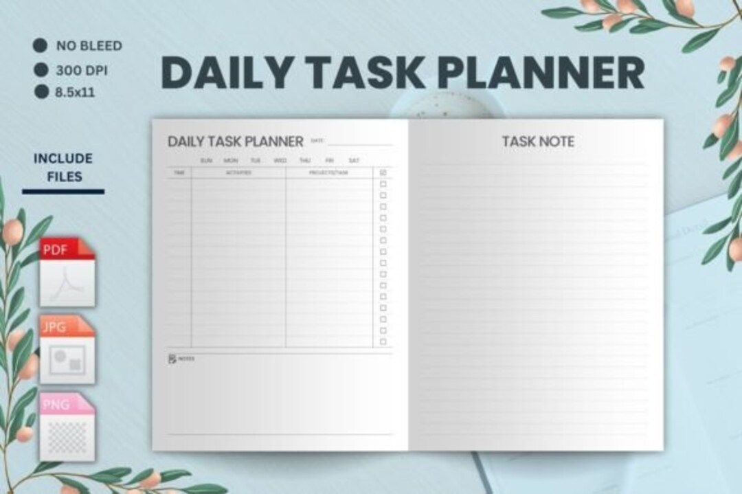 Undated Daily Task Planner Printable - Minimalist Design for Enhanced ...