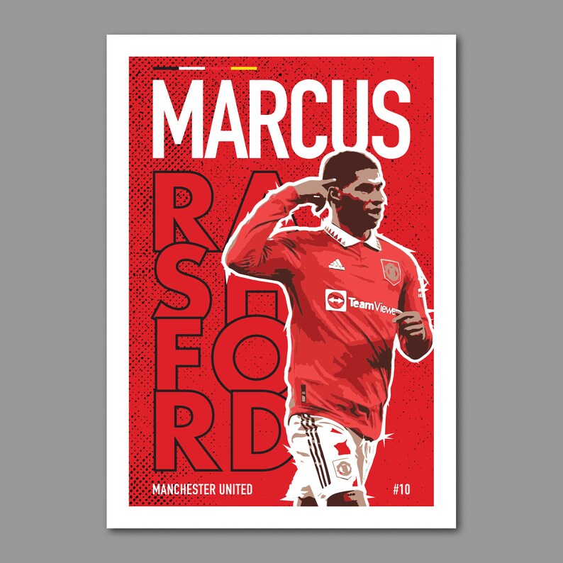 Marcus Rashford Print, Rashford Poster, Manchester United Print ...