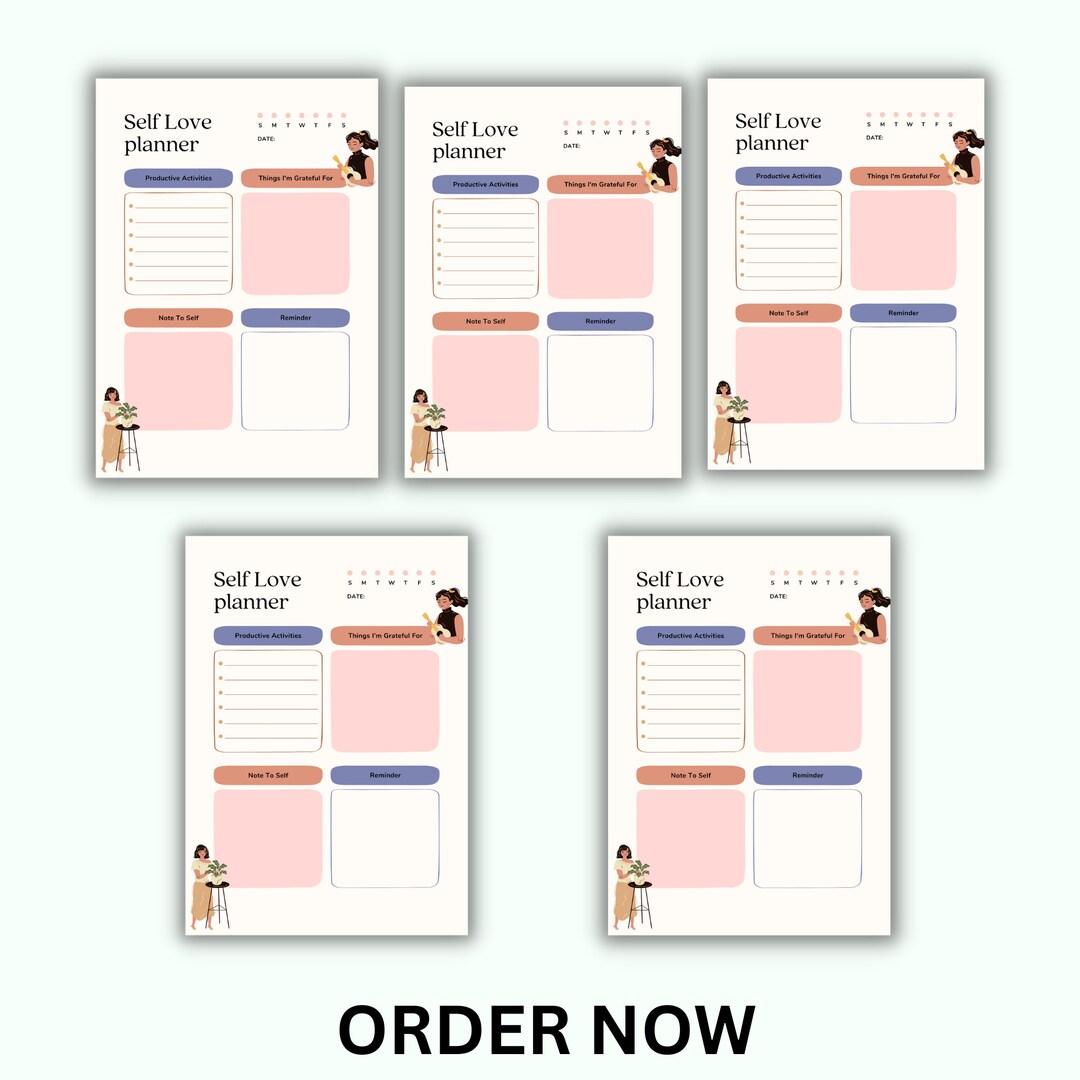 Self Love Planner, Self Care , Self Affirmation, Happy Thoughts, Body ...