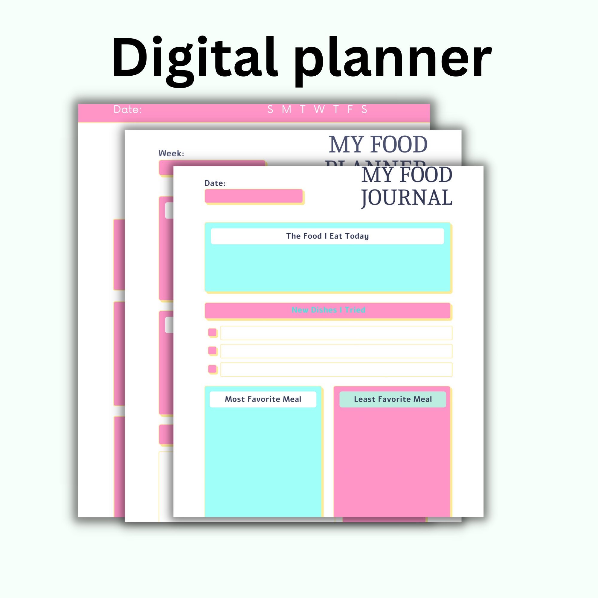 Daily Food, Food Journal, Printable Daily Food Journal, Daily Food ...