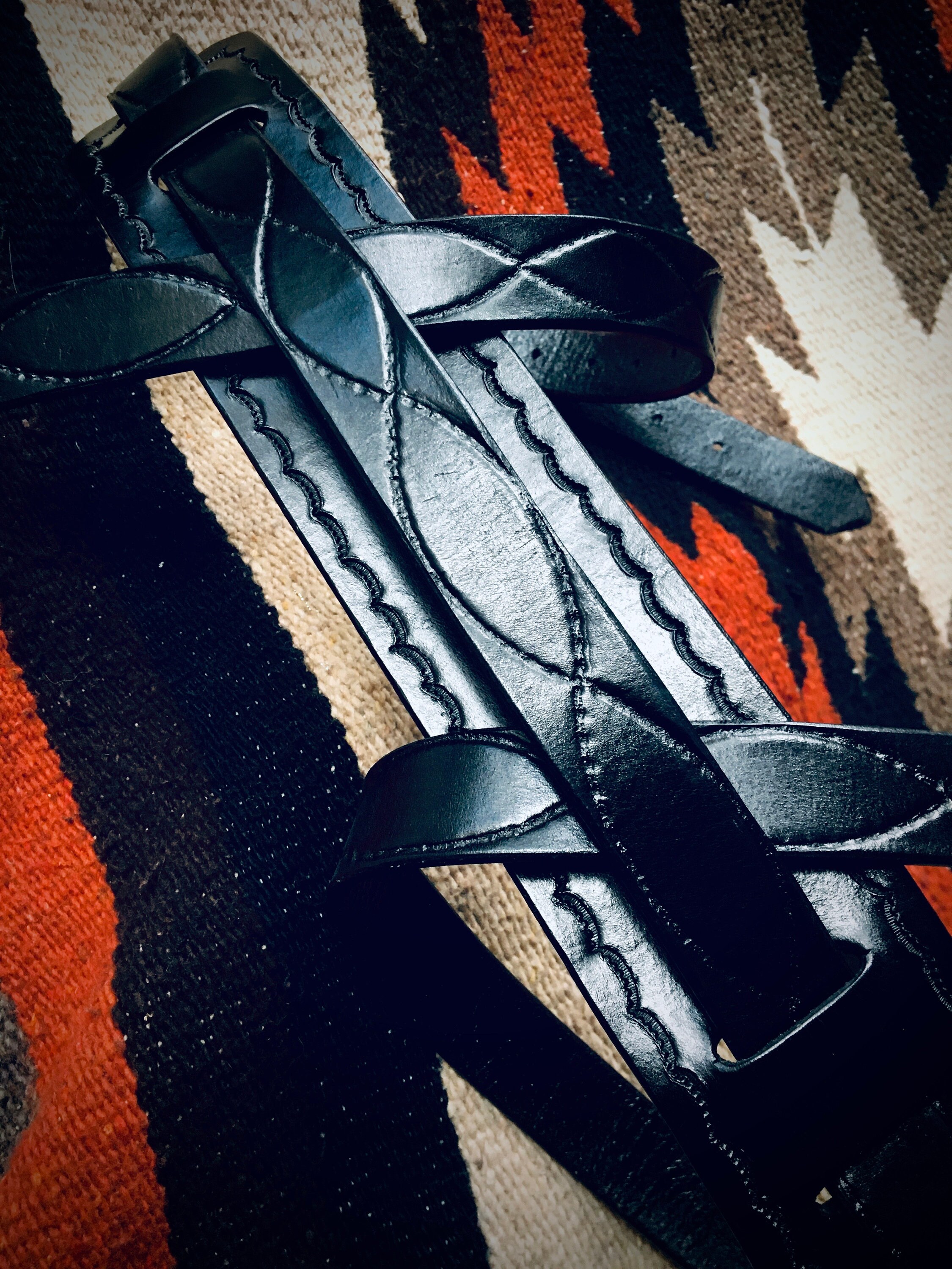 Vintage Style "rodeo" Leather Guitar Strap - Black - Etsy