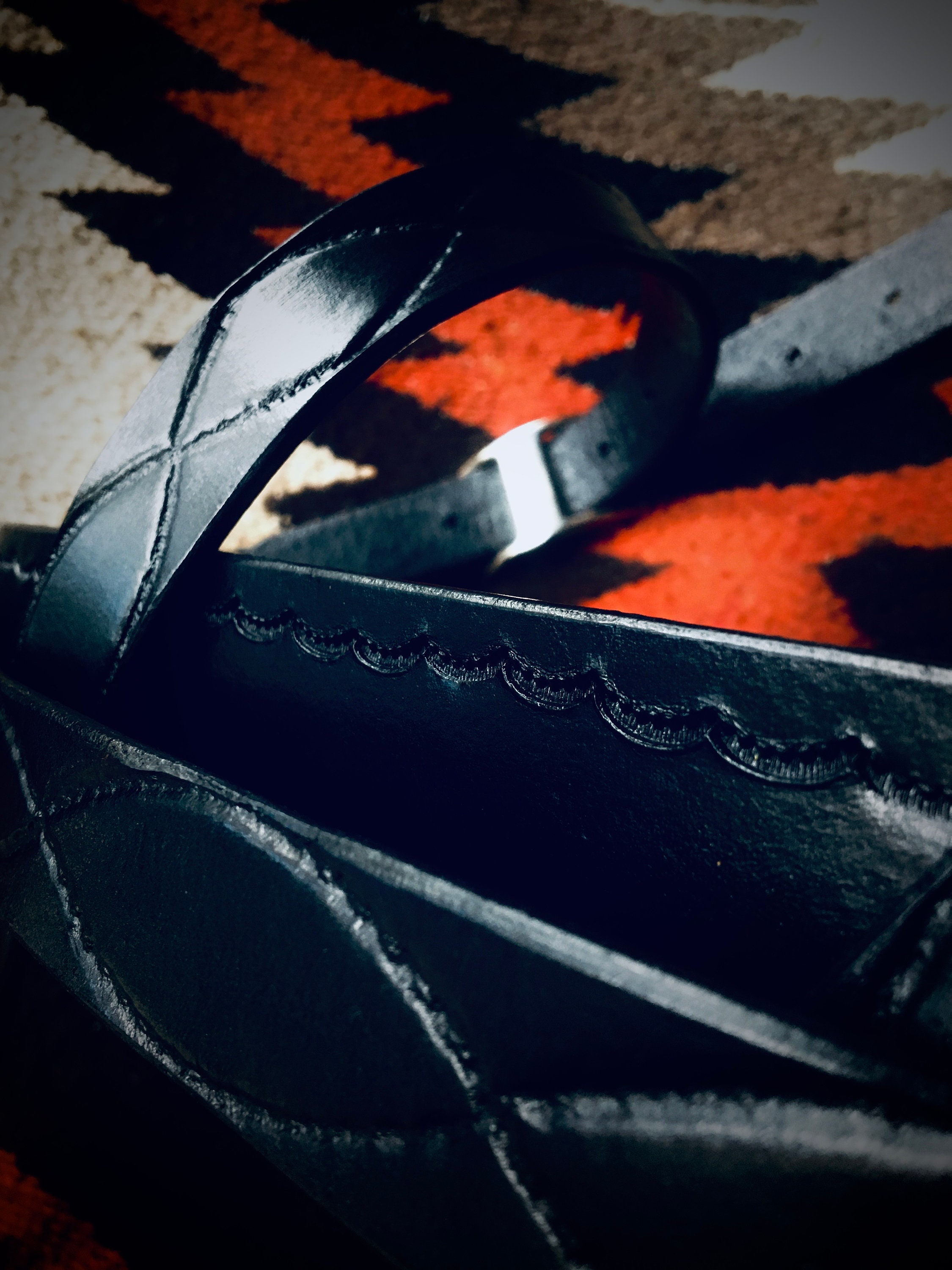 Vintage Style "rodeo" Leather Guitar Strap - Black - Etsy