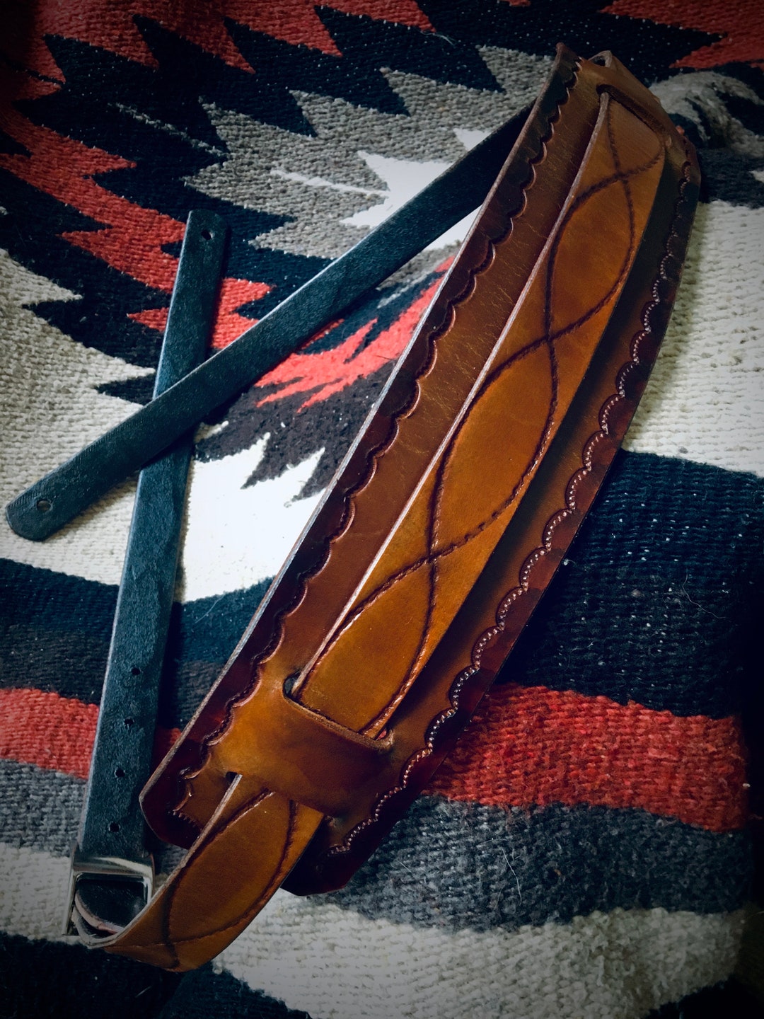 Vintage Style "rodeo" Leather Guitar Strap - Brown 2-tone - Etsy